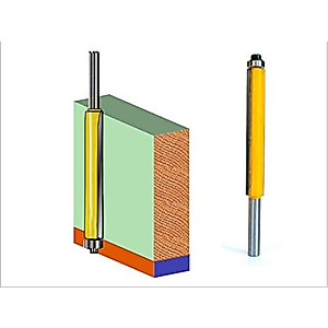 Emivery 1pc Extra Long Flush Trim Router Bit 1/4" Shank x 3/8" Cutting Diameter x 2" Height For Woodworking Milling Cutter,Top and Bottom Bearing