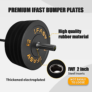 Olympic Weight Plates Set 190LB Bumper Plates, Home Gym Rubber Strength Training Plates with 2inch Steel Hub,Color Coded Weightlifting Bench Rubberized Barbell Plate