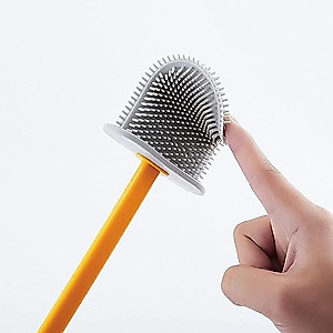 Compact Brush Toilet Brush Silicone Brush Head Toilet Cleaner Brush Home Bathroom Toilet Bowl Brush and Holder Set