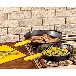 Lodge Seasoned Cast Iron 2 Skillet Bundle. 12 inches and 10.25 inches Set of 2 Cast Iron Frying Pans