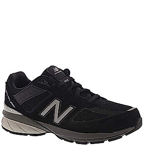 New Balance 990 V5 Lace-Up Sneaker, Black/Silver, 4 Wide US Unisex Big_Kid