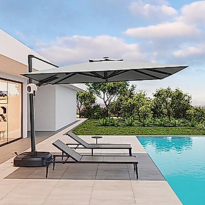 EAST OAK Patio Umbrella, 9x11.5ft Rectangular Outdoor Umbrella, Large Offset Cantilever Umbrella with 360° Rotation, Heavy Duty Windproof and UV Resistant Sun Umbrella for Proch, Garden, Mountain Grey