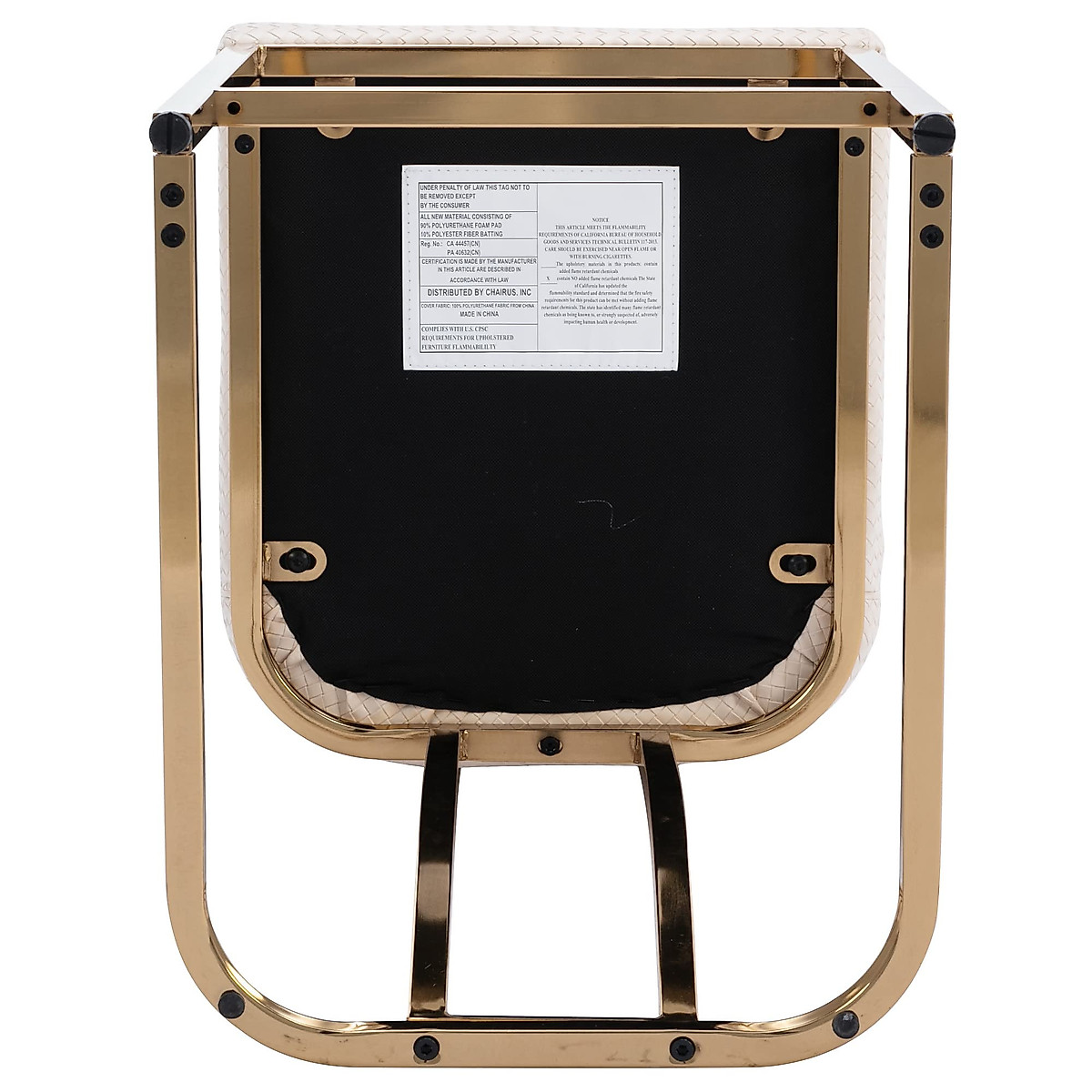 Wahson 24" H Gold Barstools Set of 2, Faux Leather Upholstered with Woven Counter Height Stools, Modern Fabric Bar Stools for Kitchen Island/Dining Room, with Golden Metal Frame, Beige