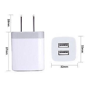 Wall Charger, USB Brick 3Pack 2.1A/5V Dual Port USB Plug Charger Cube Power Adapter Fast Charging Block for iPhone 14 13 12 X 8 7 6 Plus 5S,iPad,Samsung Galaxy S8 S7 S6 Edge,LG,ZTE,Moto,Android Phone