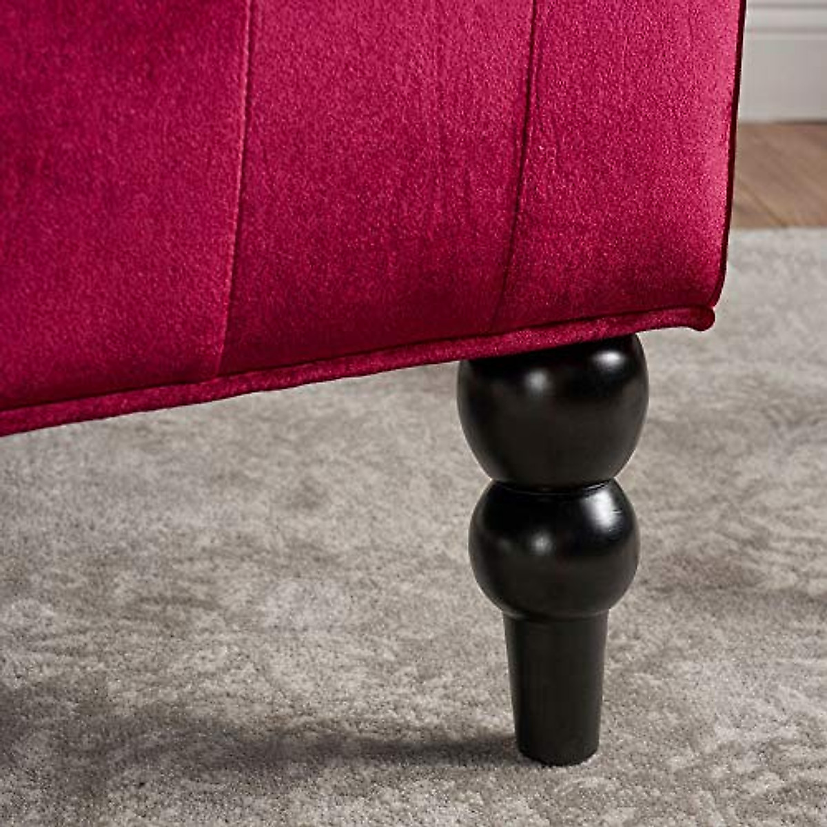 Contemporary Home Living 50.25" Wine Red and Brown Traditional Button Tufted Winged Loveseat