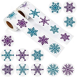 GESKS Multiple Snowflakes Stickers 1000 PCS Xmas/Winter Wonderland/Holiday Party Favors Decorations Cards Envelope Seals Sticker Decals,12 Different Design(Christmas Snowflake)