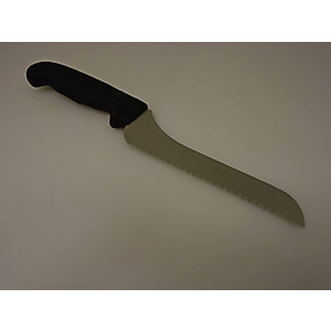 Made in USA 7 inch Offset Scalloped Edge Bread Knife Black Handle SG163-7SC