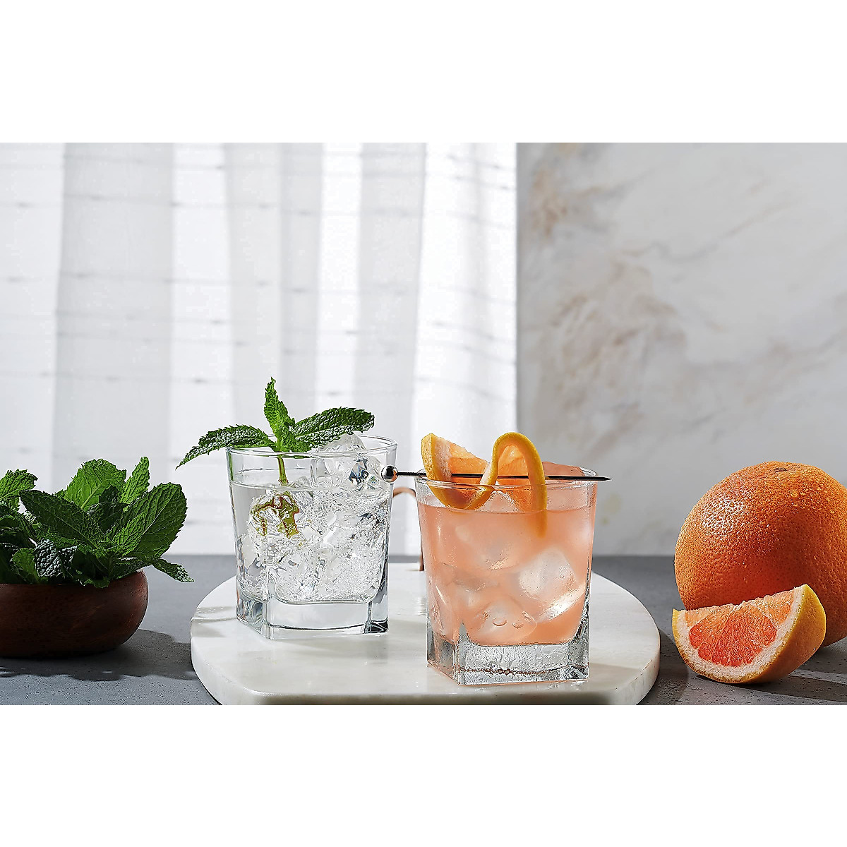 Red Series 10 oz. Square Double Old Fashioned Glass (Set of 4)