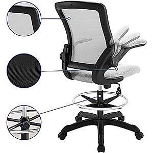 Modway MO-EEI-1423-GRY Veer-Reception Desk Flip-Up Arm Drafting Chair, 22.5"L x 25.5"W x 41.5-50"H, Gray