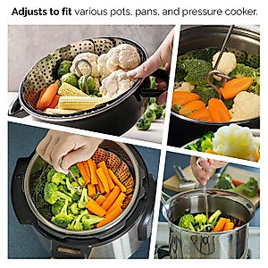 Kitchen Deluxe Vegetable Steamer Basket - Fits Instant Pot Pressure Cooker 3, 5, 6 Qt & 8 Quart - 100% Stainless Steel - Accessories Include Safety Tool + Julienne Peeler + eBook - For Instapot