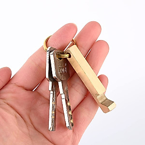 NHDT HN05 Solid Brass Keychain Beer Bottle Opener with Brass Key Rings,Bar Gifts for Men , Husband, Dad, Boyfriend (2PCS)