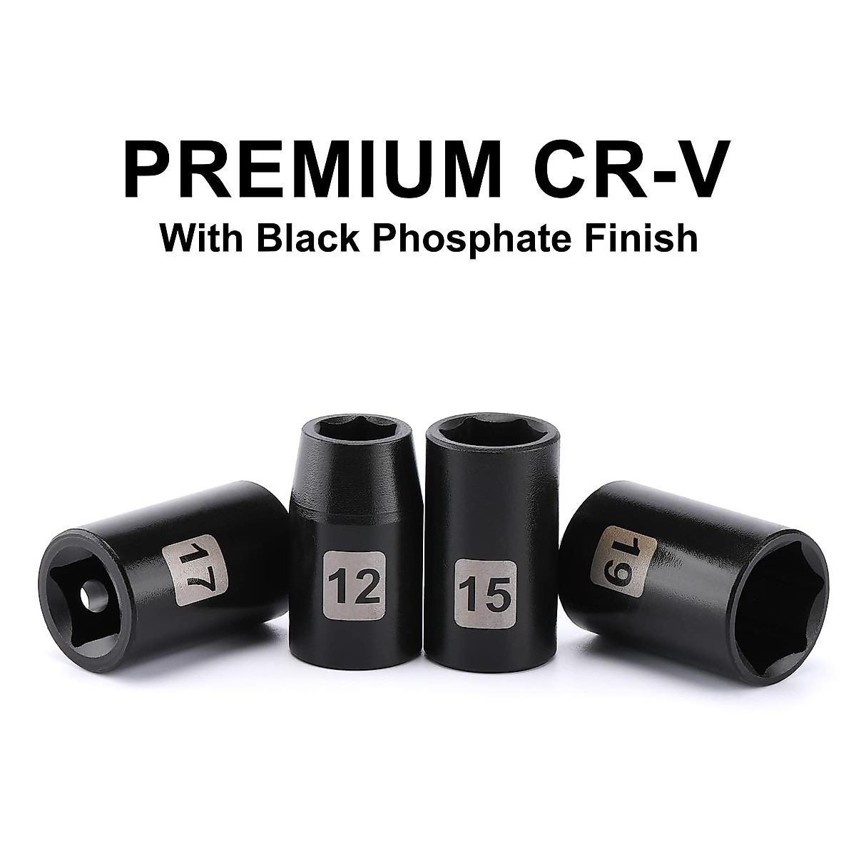 Mayouko 1/2" Drive Shallow Metric Socket Set, CR-V, 6 Point, 14 Pieces, 11mm to 32mm