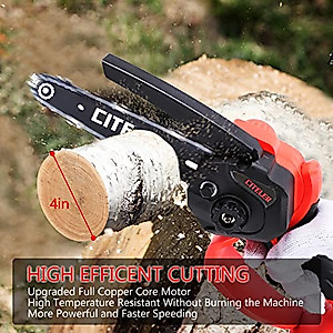 CITELER Mini Chainsaw, 6 Inch Mini Chainsaw Cordless with Safety Lock, 21V Rechargeable Power Chain Saws with 2 Batteries, One-Hand Handheld Small Electric Chainsaw for Fast Branch Wood Cutting