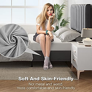 IDEALHOUSE Queen Bed Frame Modern Velvet Upholstered 11 Inch Bed Frame with Headboard No Box Spring Needed (Queen (U.S. Standard))