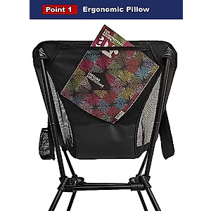 DRAXDOG Camping Chair, 2 Way Compact Backpacking Chair, Portable Folding Chair, Beach Chair with Side Pocket, Lightweight Hiking Chair Low Back Chair 002 (Black Set)