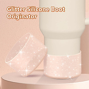 WUQID Protective Bling Silicone Boot Sleeve, Compatible with Stanley Tumbler 20-40oz & Hydro Flask Bottle 12oz-24oz, Glitter Reduces Dents Sleeve Cover for More Bottles/Tumblers Bottom of 2.83-2.95in