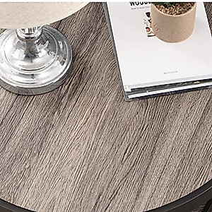 O&K FURNITURE Round End Table, Side Table for Living Room,Small Round Accent Table, Grey