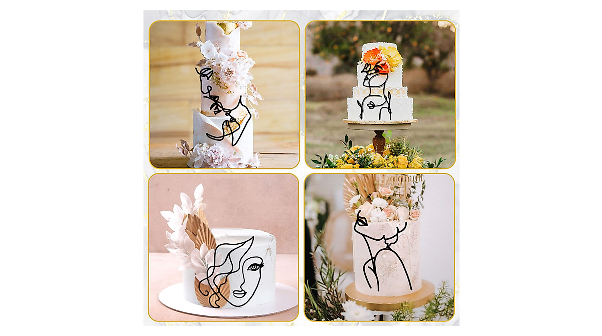 Acrylic Lady Face Cake Toppers - Elegant 12-Piece Birthday & Wedding Decor