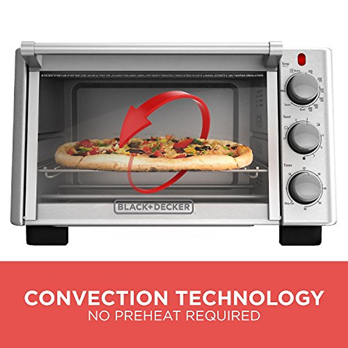 BLACK+DECKER 6-Slice Convection Countertop Toaster Oven, Stainless Steel/Black, TO2050S