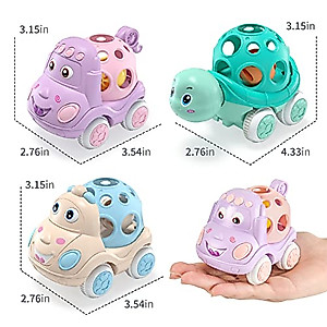 BeAndge Baby Car Toys, Babies Toy Cars for Baby Boy, Girl Rattle & Roll Truck for Infant Boys Toddler Girls, Push and Go Trucks for 1 2 Year Old, Preschool Learning Gift for Toddlers Infants 18 Months