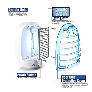 Bug Zappers Indoor Plug in, Electric Fly Zapper Mosquito Killer, Fly Trap with Blue Light for Kitchen, Room,Bedroom Home,Baby,Office 2 Packs