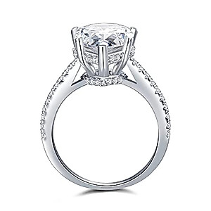 通用 Women 6 Carat Teardrop Pear Shape Cubic Zirconia Engagement Rings 925 Sterling Silver Promise Wedding Band Mothers Day Christmas Jewelry Gift for Her (Silver, 6)