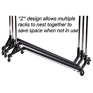 Only Hangers Commercial Grade Rolling Z Rack with Nesting Black Base