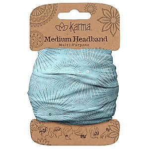 Karma Blue Dandelion Headband for Women - Medium - Fabric Headband and Stretchy Hair Scarf - Blue
