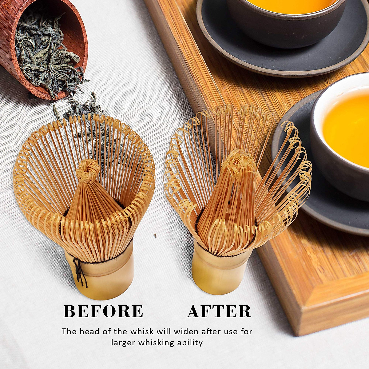 BambooMN Matcha Whisk and Tea Strainer - Japanese Tea Ceremony Set