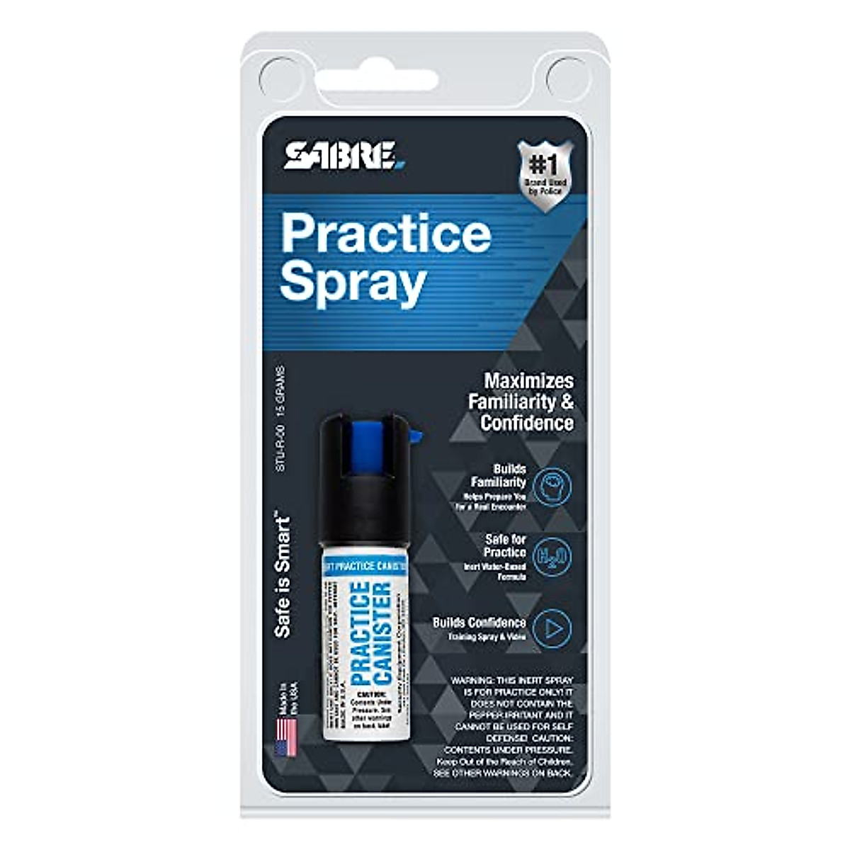 SABRE Practice Spray with Twist Lock, Inert Water-Based Formula, 10-Foot (3-Meter) Range, Helps to Build Confidence, Muscle Memory, and Familiarity