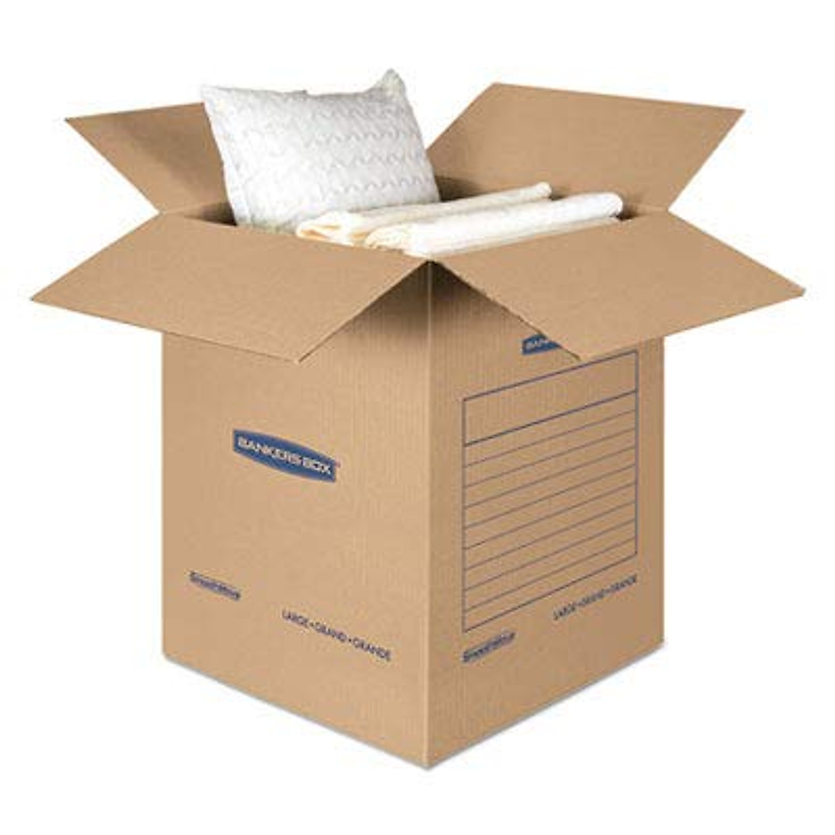 Fellowes Smoothmove Basic Large Moving Boxes, 18l X 18w X 24h, Kraft/Blue, 15/Carton