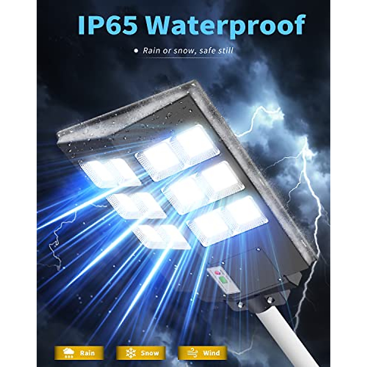 A-ZONE 600W Solar Street Lights Outdoor - 60000LM High Brightness Dusk to Dawn LED Lamp, with Motion Sensor and Remote Control, for Parking Lot, Yard, Garden, Patio, Stadium, Piazza (2 Packs)