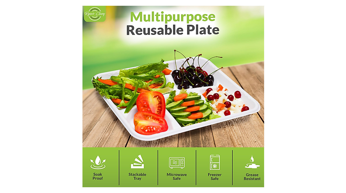 Ryan's Classy 5 Compartment Disposable Plates – Heavy-Duty & Eco-Friendly