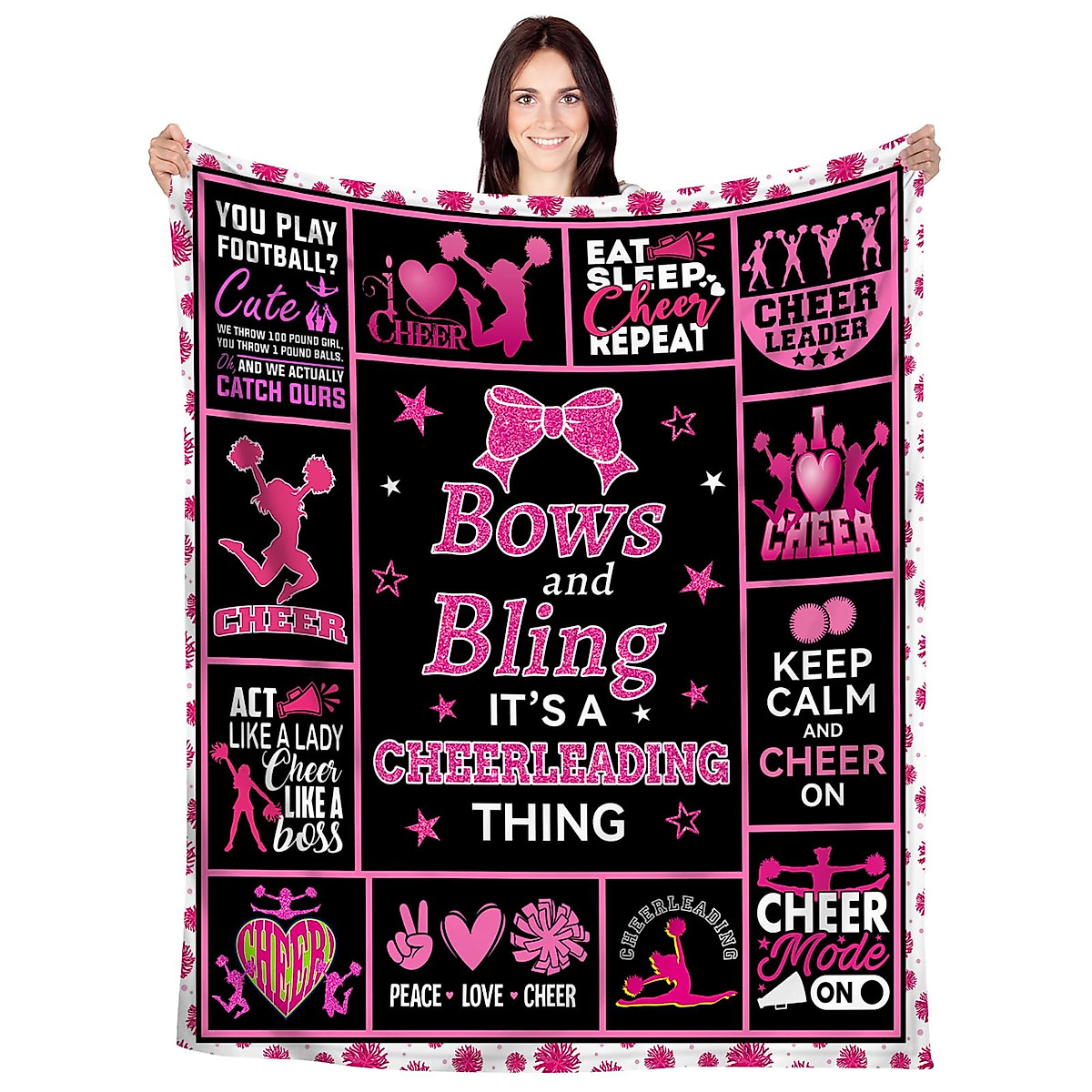 Shuwekk Flannel Cheerleader Gift Blanket, 50"x40"