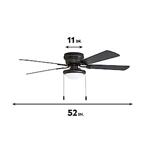 Portage Bay 50251 Hugger 52" Matte Black West Hill Ceiling Fan with Bowl Light Kit