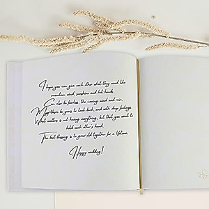 DHGFAMI Wedding Guest Book - 100 Page/50 Sheets – for Wedding, Reception, Engagement, Baby Birthday - White Guestbook w/Bookmark & Gold Floral Pattern Foil Gilded Edges (White)