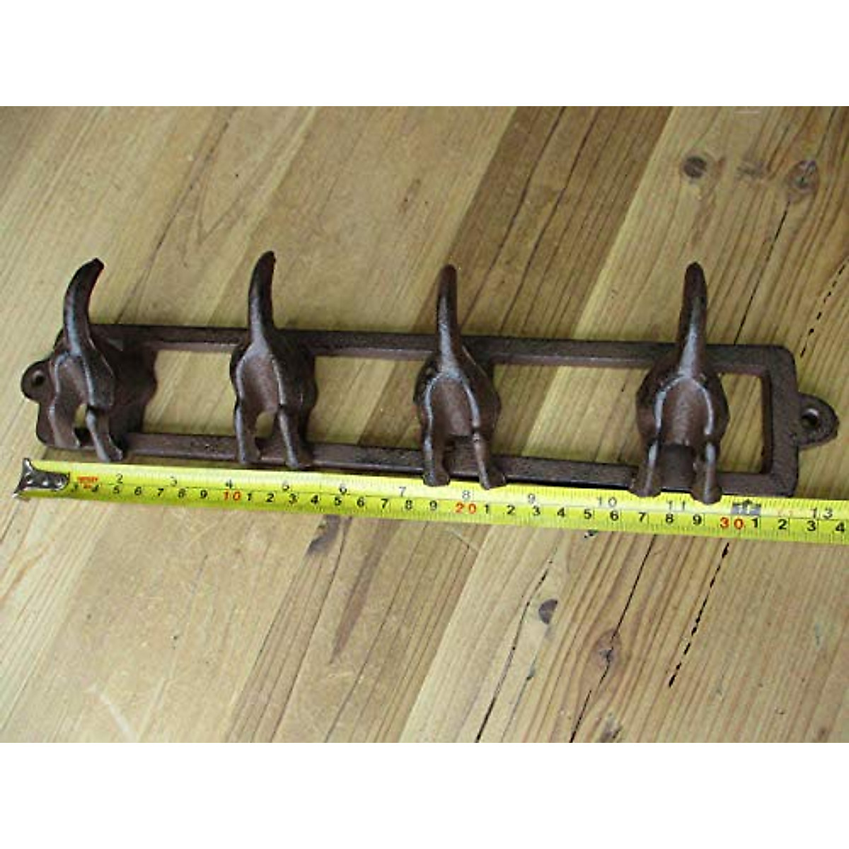 4 Cast Iron Dog Tail Hooks On Rack