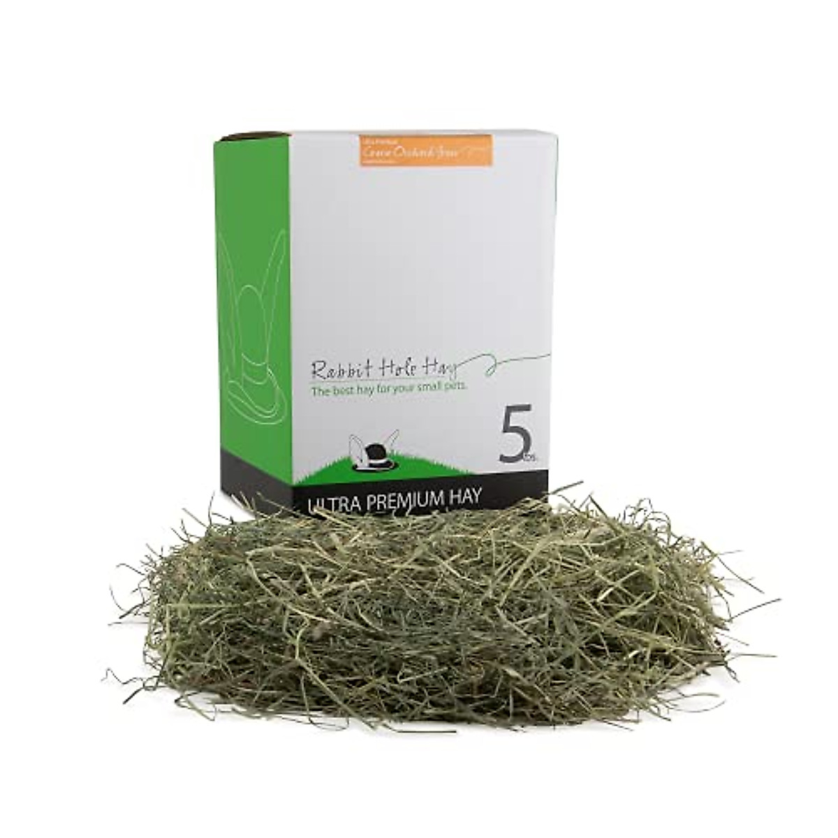 Rabbit Hole Hay Ultra Premium, Hand Packed Coarse Orchard Grass for Your Small Pet Rabbit, Chinchilla, or Guinea Pig (5lb)