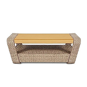 LEISU Outdoor Patio Furniture Sets 3 Pieces Wicker Rattan Outdoor Sectional Sofa Conversation Set for Garden Balcony Backyard Porch (Grey-Ottoman*2+Coffee Table)