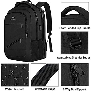 Matein Business Travel Backpack, Extra Large TSA Friendly Work Backpack with USB Charging Port and Laptop Compartment,Water Resistant College School Backpack for Men Women Fits 17 Inch Laptop Notebook