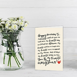 GlightG Romantic Birthday Card for Husband Boyfriend, Funny Birthday Cards Gifts for Wife Girlfriend, Sweet Love Card for Women Men, You're My Favorite Everything!