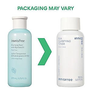 innisfree Bija Clarifying Toner with Salicylic Acid, Korean Toner for Clarifying, Smoothing, and Improving the Look of Pores (Packaging May Vary)