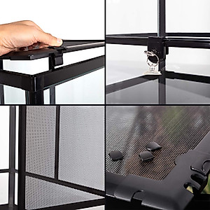 REPTI ZOO 24" x 18" x 36" Reptile Tall Glass Terrarium Rainforest Habitat Double Hinge Door with Screen Ventilation 67 Gallon Reptile Terrarium Easy Assembly