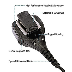 V&L Speaker Mic Compatible with Motorola Radios APX4000 APX6000 APX7000 XPR6350 XPR6550 XPR7350 XPR7550（ APX 4000 6000 7000 XPR 7550 7350 6550, Noise Reduction Shoulder Microphone with 3.5mm Earpiece