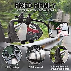 Cartman Universal Clip-on Towing Mirror, Extended Mirrors for Towing, 360 Degree Rotation Adjustable, Vibrationless, Secure Fit, 2PK