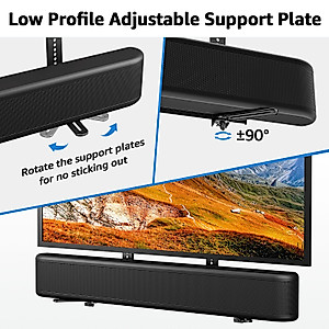 MOUNTUP Universal Soundbar Mount Sound bar Bracket for Mounting Above or Under TV,Low Profile Adjustable Shelf with 6.5" Fits Most Soundbar with Holes/Without Holes up to 15LBS for Saving Space MU9121