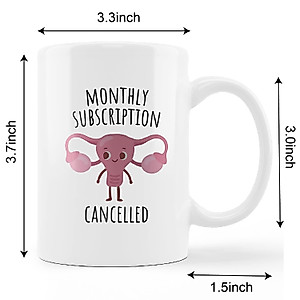 Funny Hysterectomy Mug Cup,Monthly Subscription Cancelled Ceramic Mug-11oz Coffee Milk Tea Mug Cup,Get Well Mug for Women After Hysterectomy Surgery,Hysterectomy Cup for Women