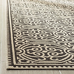 SAFAVIEH Linden Collection 4' x 6' Cream/Brown LND134U Geometric Indoor/ Outdoor Non-Shedding Easy scrubbing Patio Backyard Porch Deck Mudroom Accent-Rug