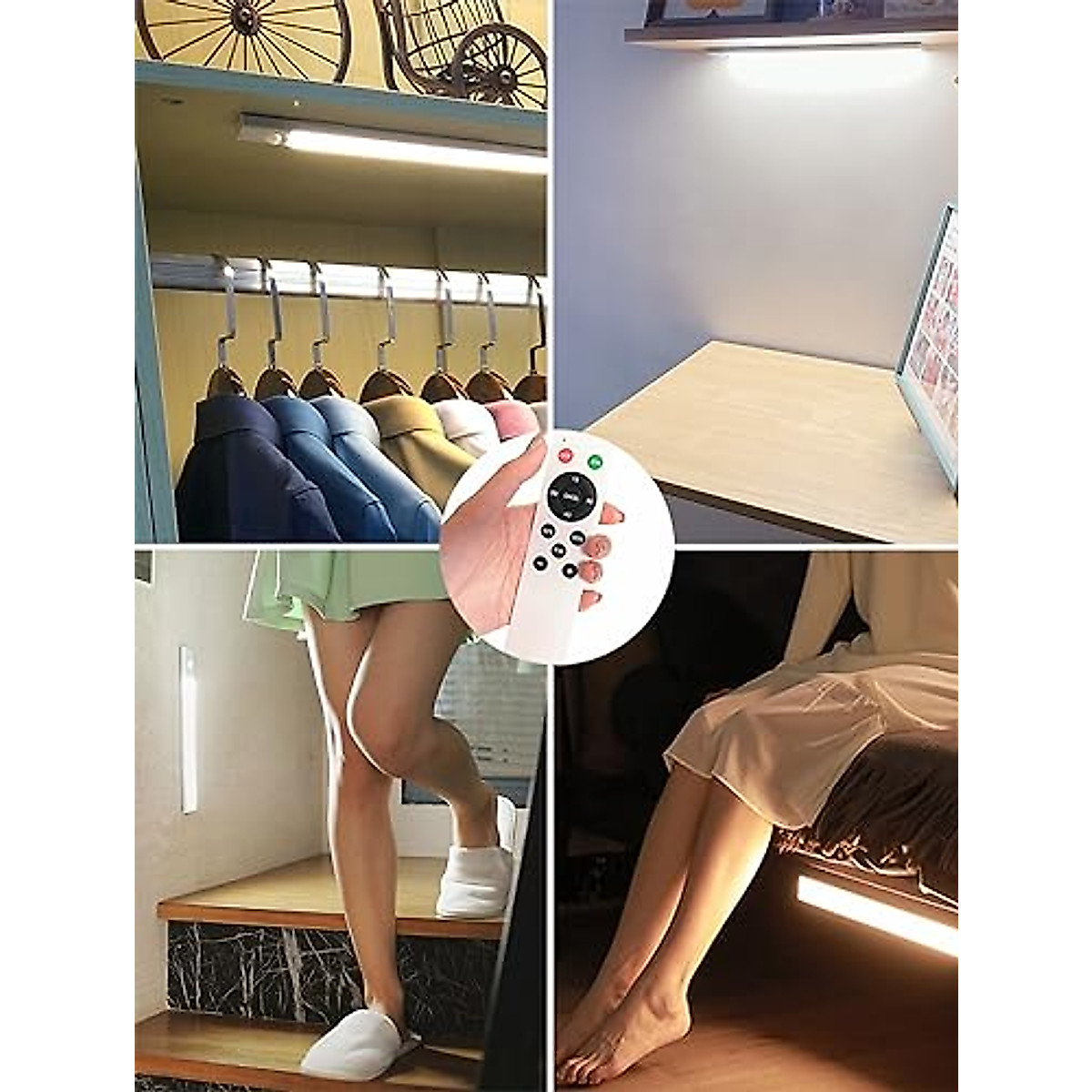 Kasanfe 64-LED Under Cabinet Lights, Motion Sensor Under Cabinet Lighting, 1500mAh Rechargeable LED Closet Light Remote, Under Counter Lights for Kitchen, Shelf, Pantry (3 Pack)