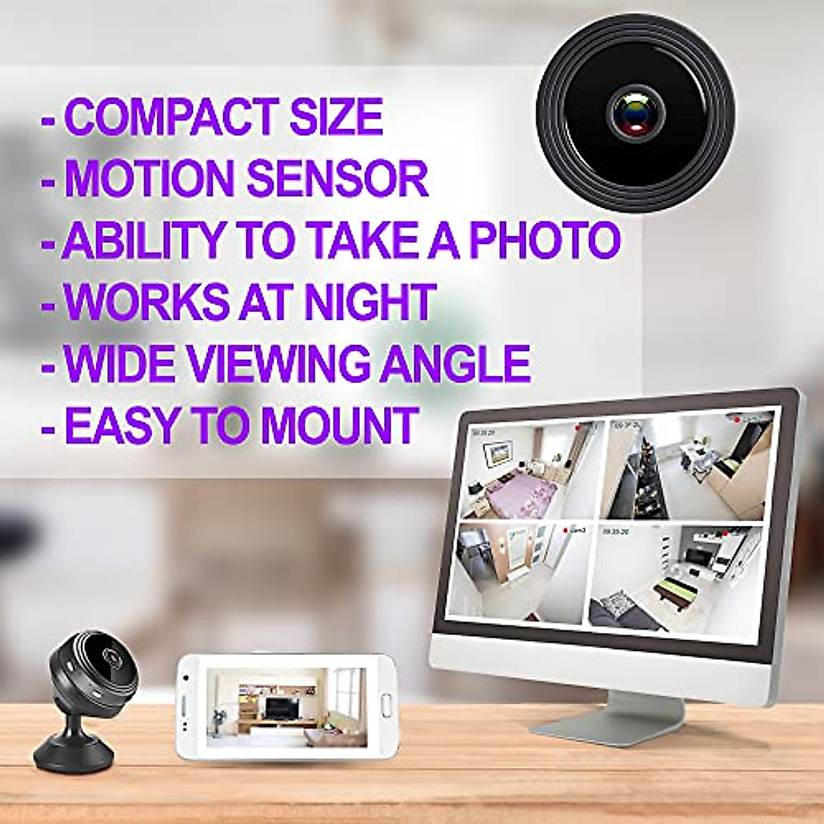1080P HD Mini WiFi Security Camera,Indoor Surveillance Camera with Video Motion Detection,Remote Viewing for Security (M1)